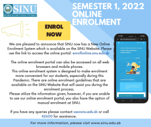 SINU ONLINE & MANUAL ENROLMENT GUIDELINES – SINU
