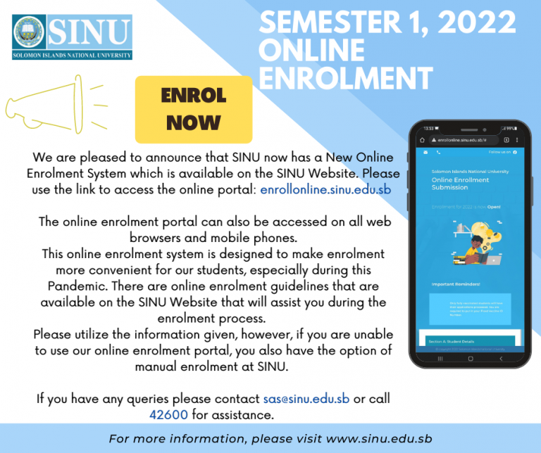 SINU ONLINE & MANUAL ENROLMENT GUIDELINES – SINU