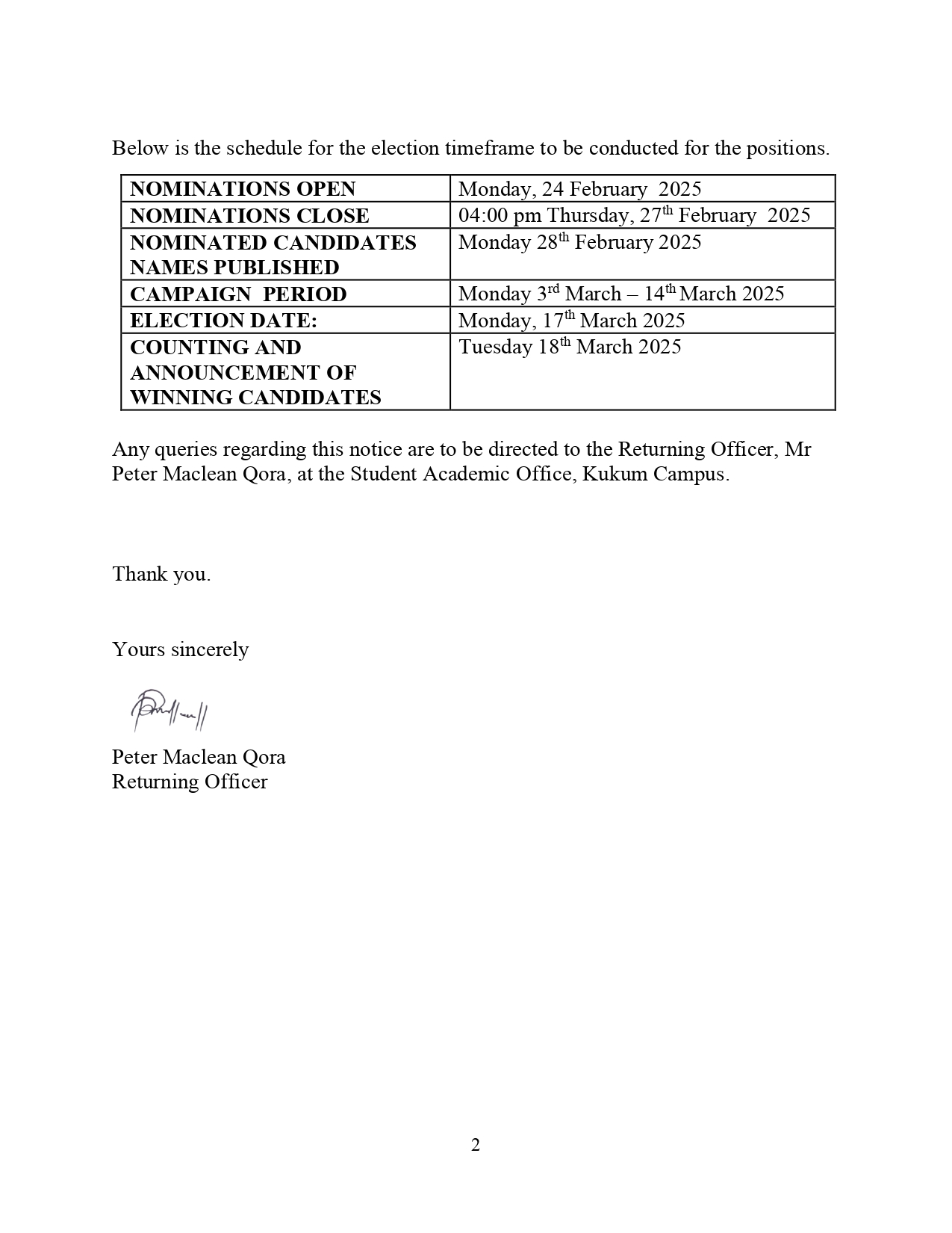Notice: SINU Student Association Executive Positions Election – SINU