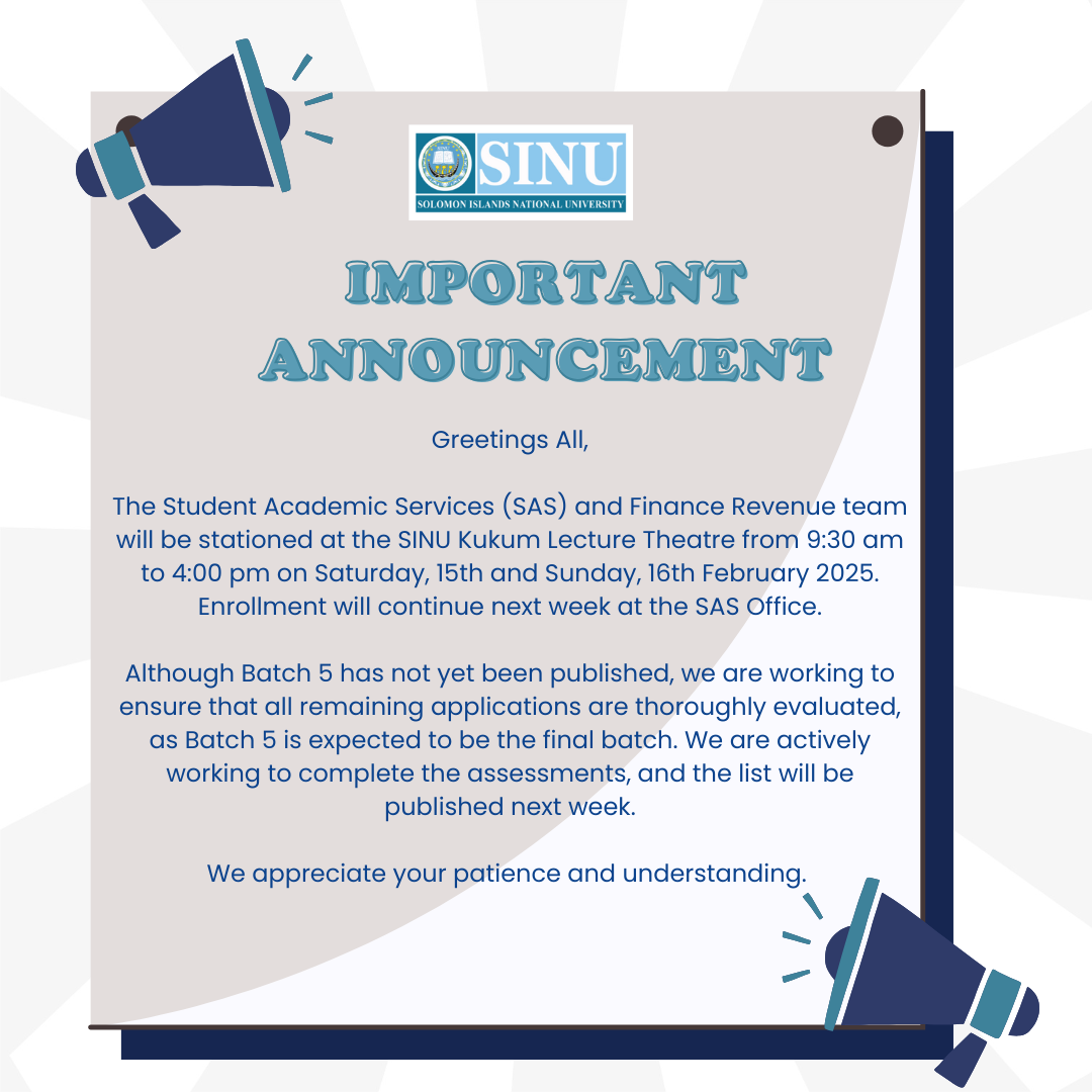 Announcement from the Student Academic Services Office – SINU