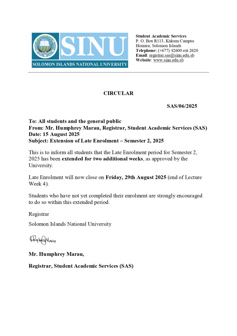 𝐄𝐱𝐭𝐞𝐧𝐬𝐢𝐨𝐧 𝐨𝐟 𝐋𝐚𝐭𝐞 𝐄𝐧𝐫𝐨𝐥𝐦𝐞𝐧𝐭 – 𝐒𝐞𝐦𝐞𝐬𝐭𝐞𝐫 𝟐, 𝟐𝟎𝟐𝟓 – SINU