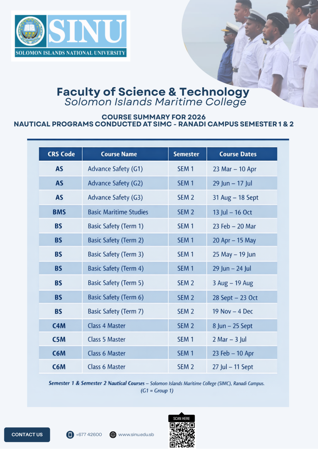 SIMC Nautical Programs – Course Summary 2026 – SINU