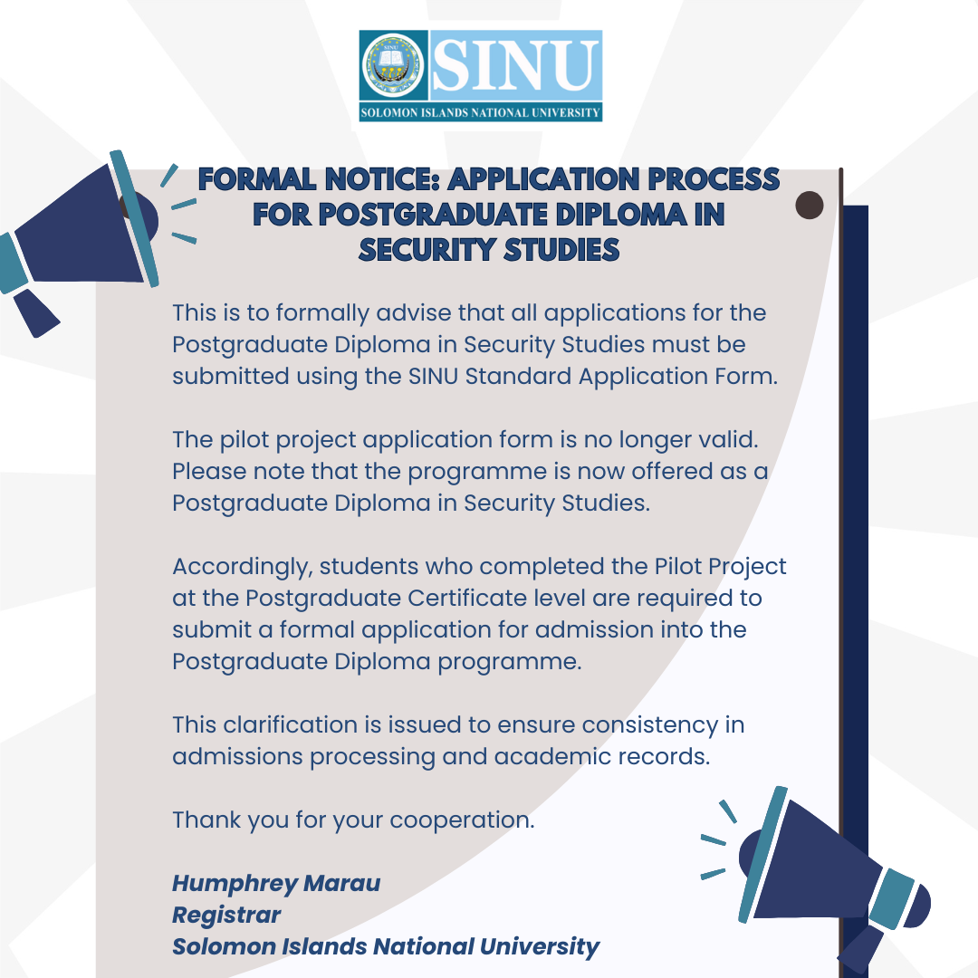 Formal Notice: Application Process for Postgraduate Diploma in Security ...