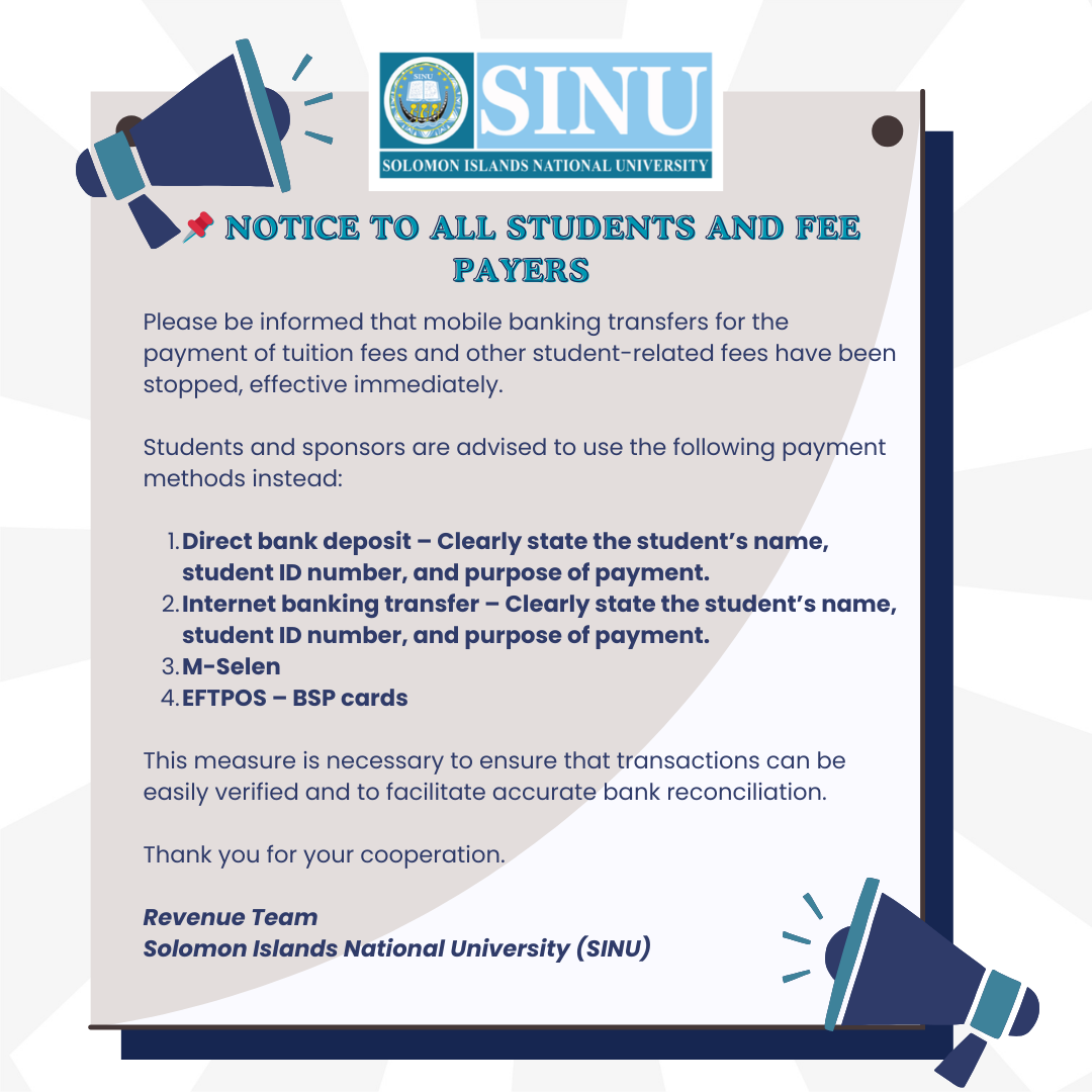 📌 𝐍𝐎𝐓𝐈𝐂𝐄 𝐓𝐎 𝐀𝐋𝐋 𝐒𝐓𝐔𝐃𝐄𝐍𝐓𝐒 𝐀𝐍𝐃 𝐅𝐄𝐄 𝐏𝐀𝐘𝐄𝐑𝐒 – SINU